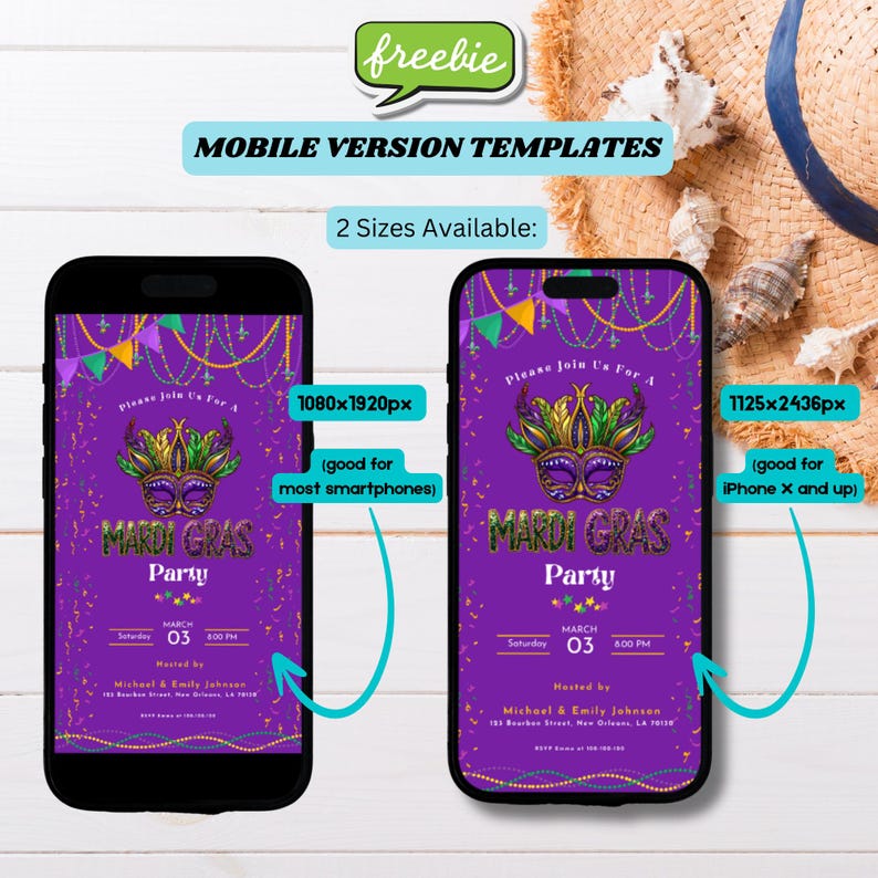 Editable Mardi Gras Party Invitation Template, Printable Mardi Gras ...