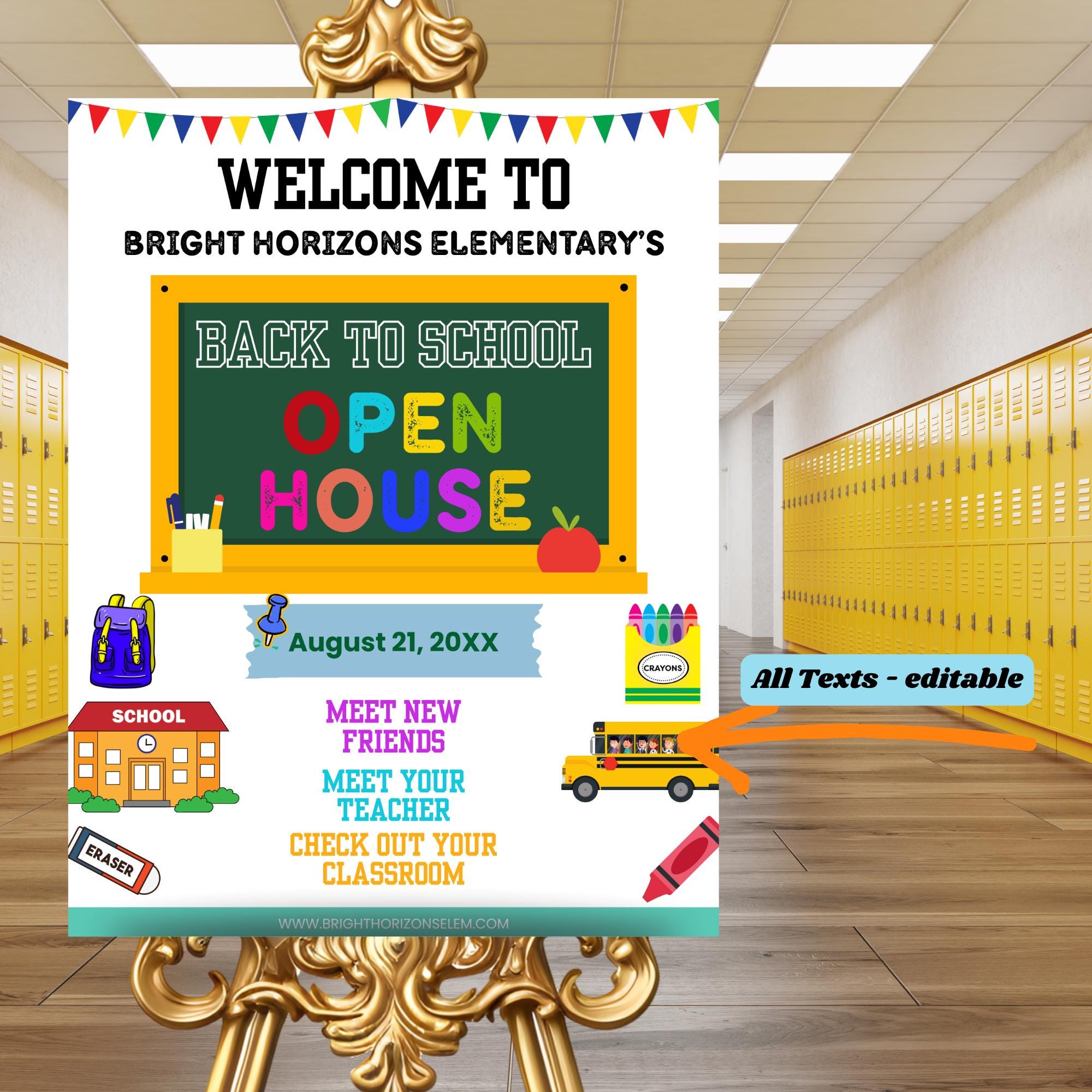 Editable Back to School Open House Welcome Sign Template, Printable ...