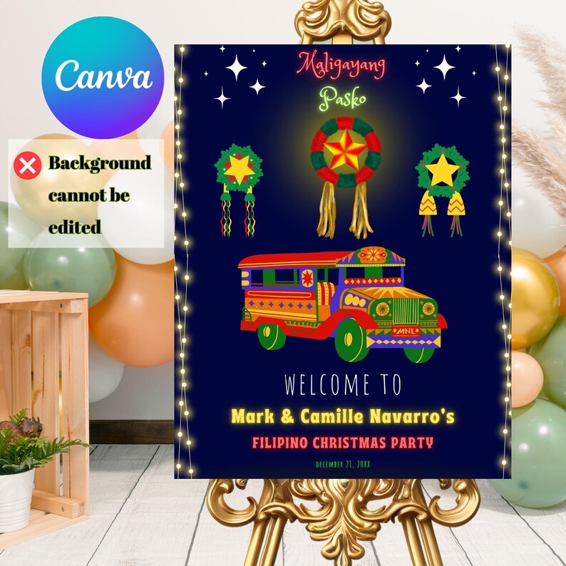 Editable Maligayang Pasko Filipino Christmas Party Welcome Sign ...