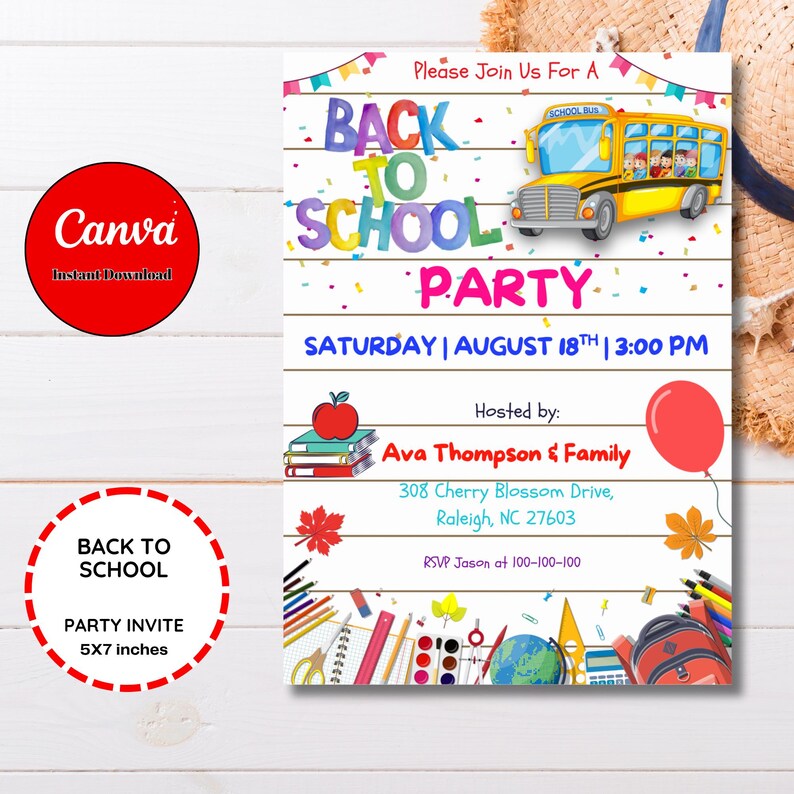 Editable Back to School Bash Invitation Template, Printable End of ...