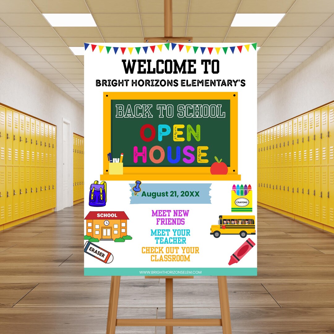 Editable Back to School Open House Welcome Sign Template, Printable ...