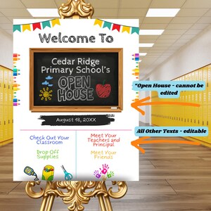 Editable Chalkboard Back to School Open House Welcome Sign Template ...