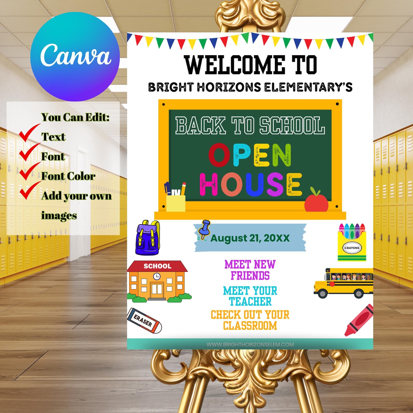 Editable Back to School Open House Welcome Sign Template, Printable ...