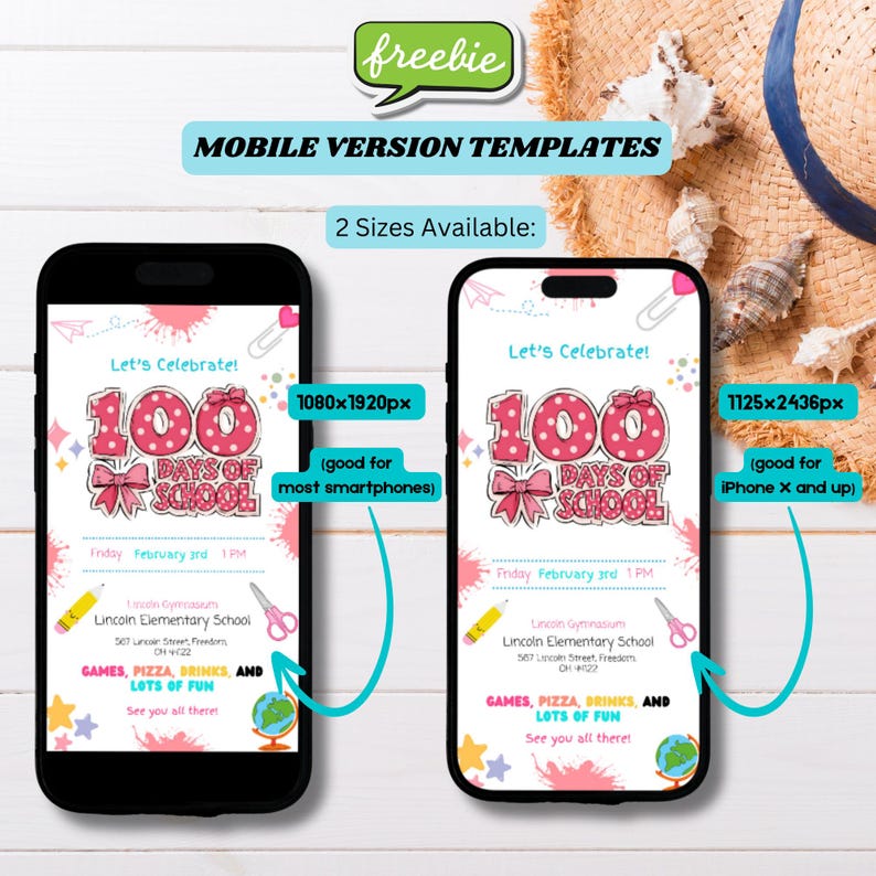 Editable Let's Celebrate 100 Days of School Party Invitation Template ...