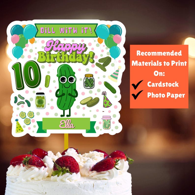 Personalized Pickle Birthday Cake Topper, Custom Dill With It Pickle ...