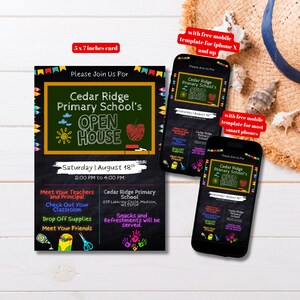 Editable Chalkboard Back to School Open House Invitation Template ...