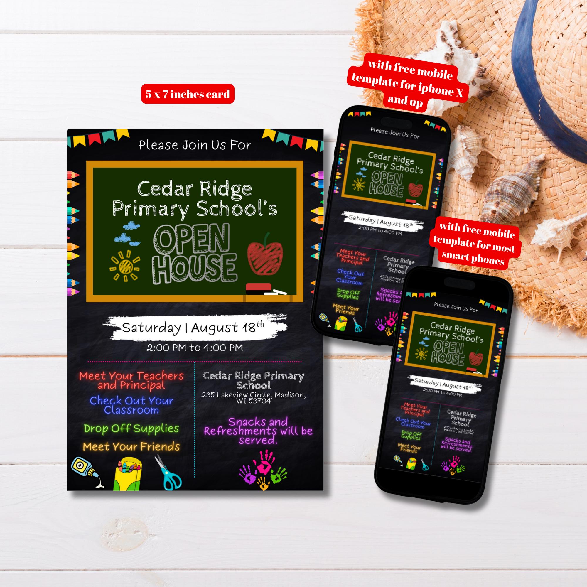 Editable Chalkboard Back to School Open House Invitation Template ...