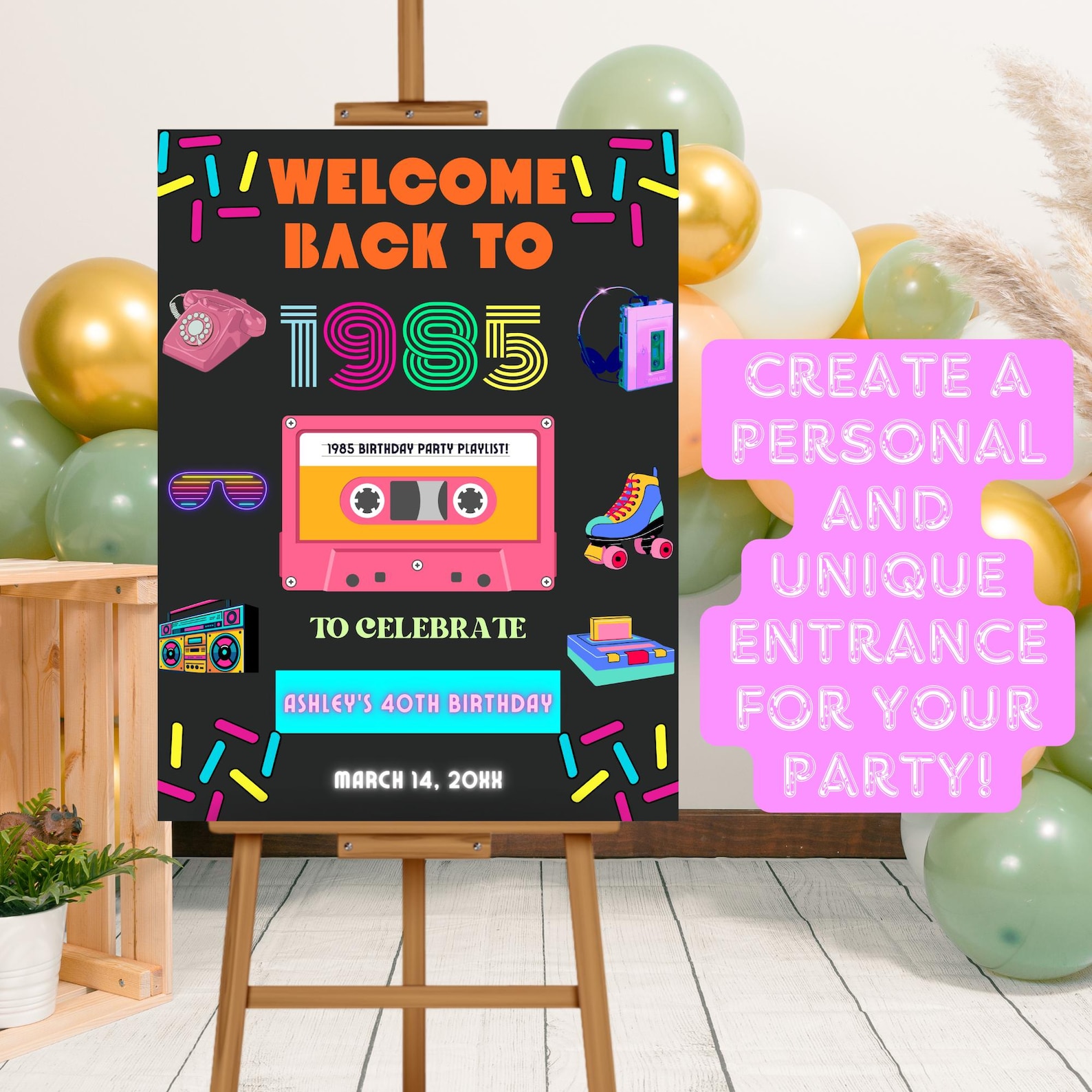 Editable Born in 1985 40th Birthday Welcome Sign Template, Printable ...