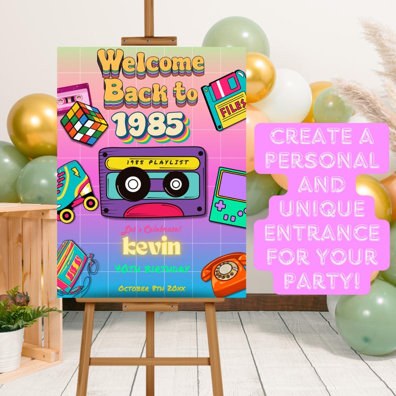 Editable Welcome Back to 1985 Cassette Tape Birthday Party Welcome Sign ...