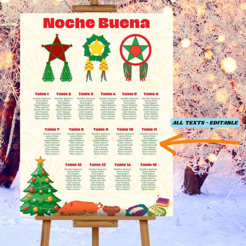 Editable Filipino Christmas Party Seating Chart Template, Printable ...