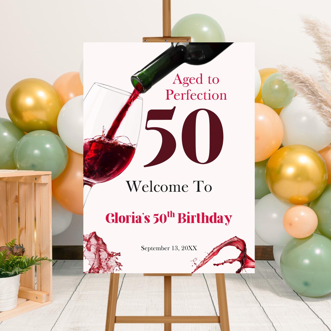 Editable Aged to Perfection Birthday Party Welcome Sign Template ...