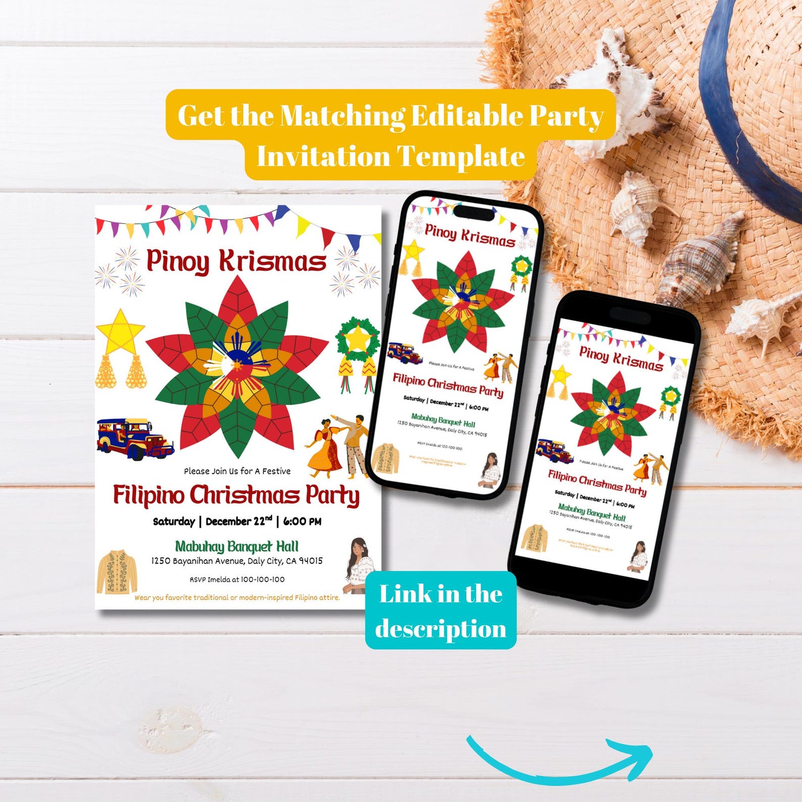 Editable Paskong Pinoy Party Welcome Sign Template, Printable Filipino ...