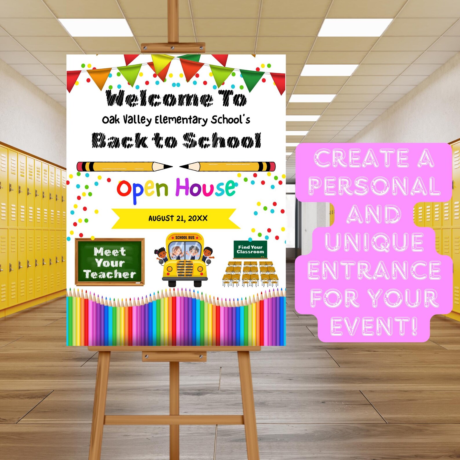 Editable Back to School Open House Welcome Sign Template, Printable ...
