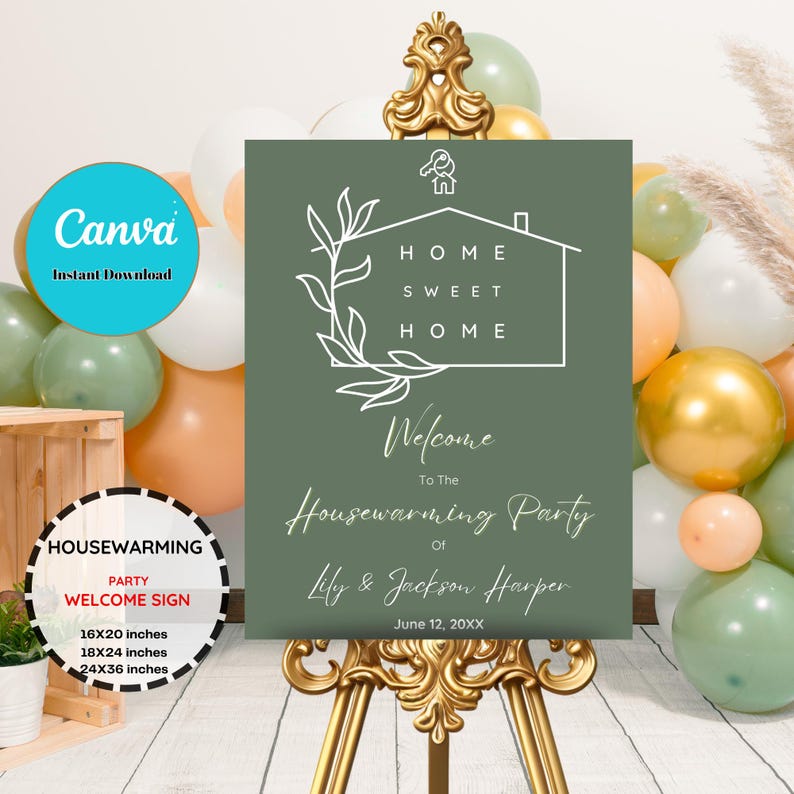 Editable Housewarming Party Welcome Sign Template, Printable New House ...