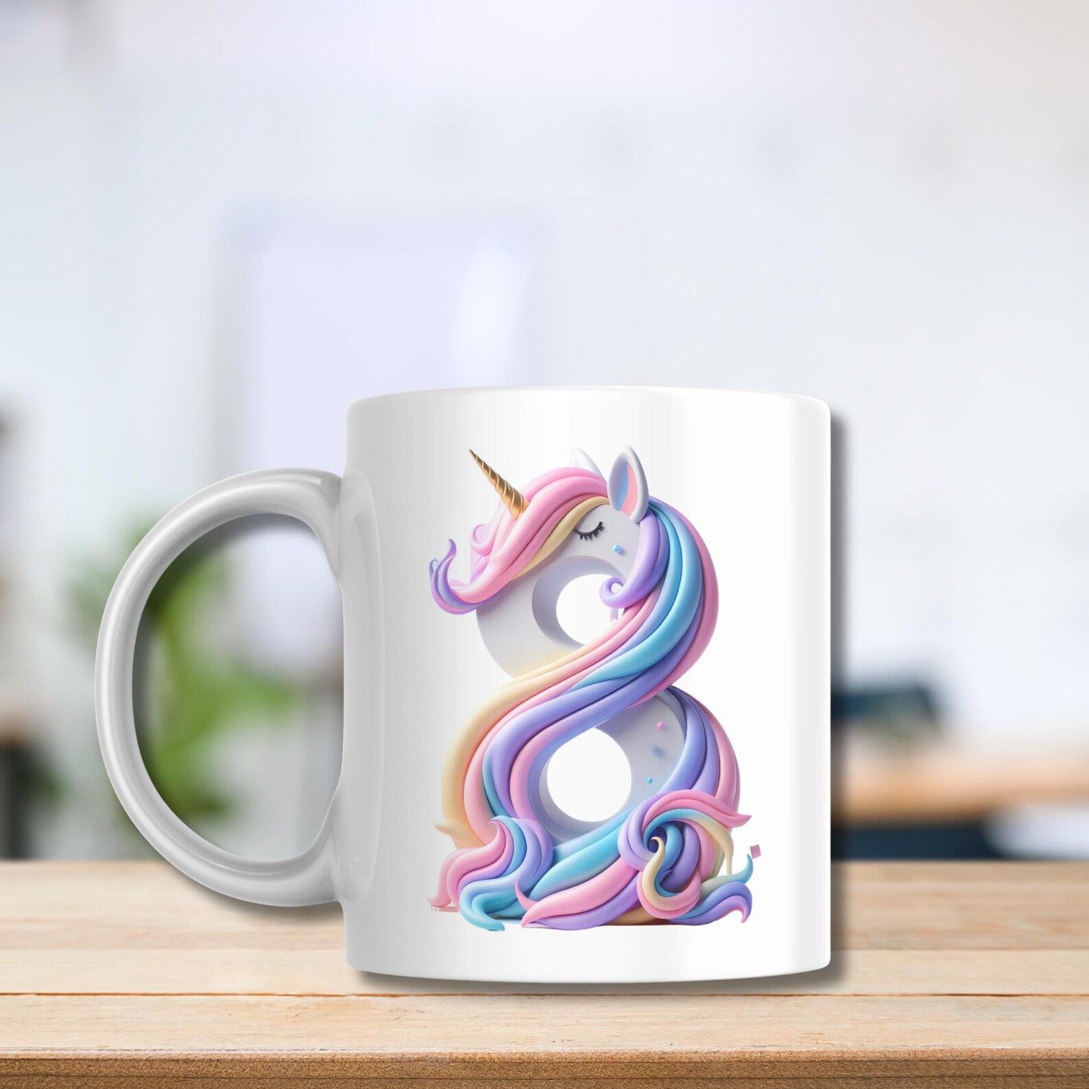 3D Blocky Unicorn Numbers PNG, Unicorn Numbers 8 for Kids Birthday ...