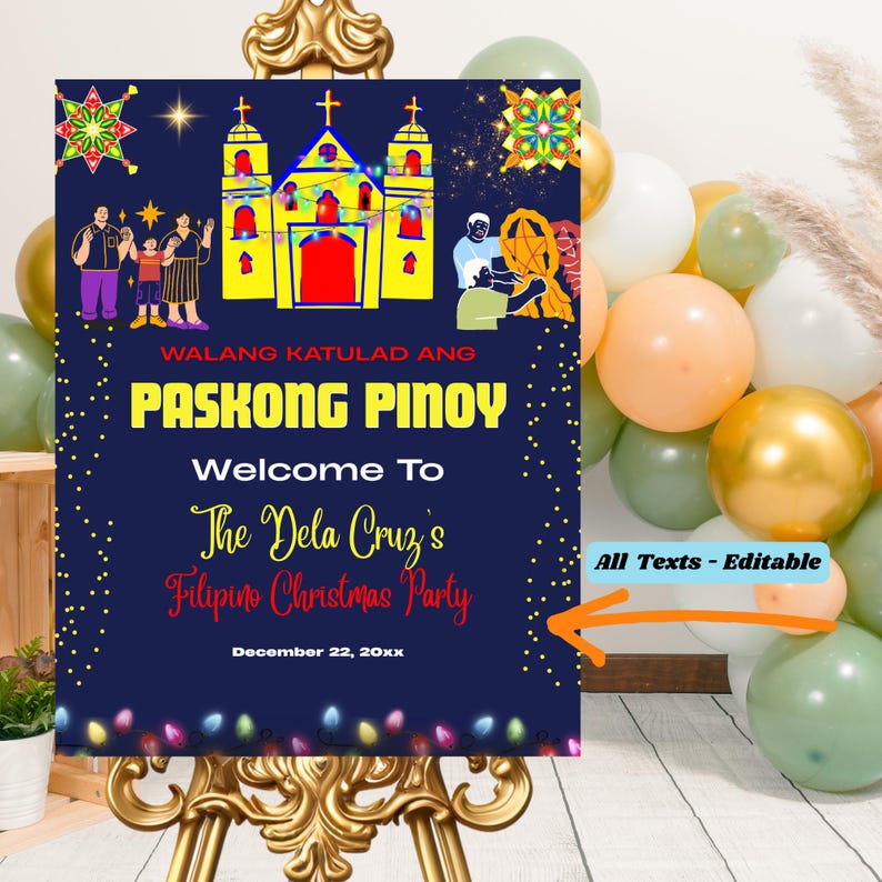 Editable Pinoy Simbang Gabi Christmas Welcome Sign Template, Printable ...