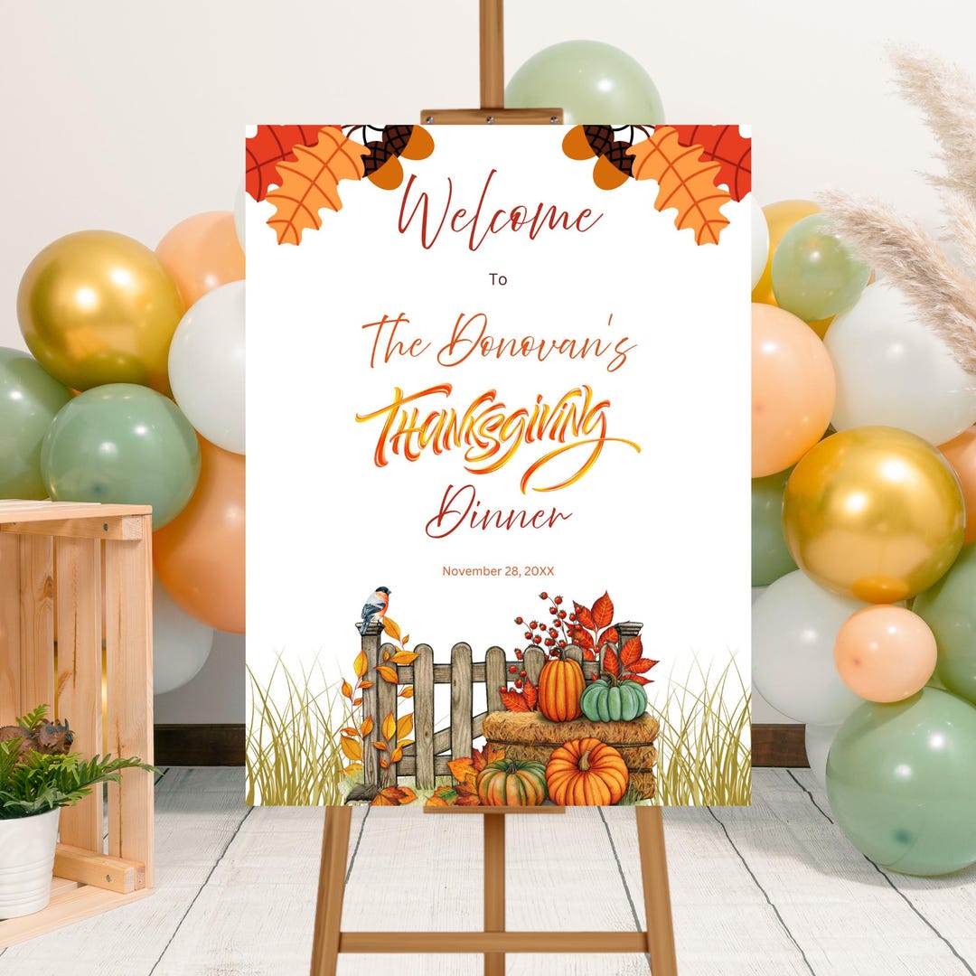 Editable Thanksgiving Dinner Welcome Sign Template, Printable ...