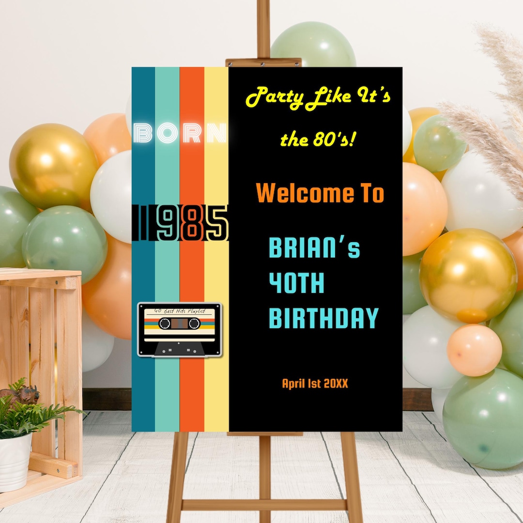 Editable Back to the 80s Party Welcome Sign Template, Printable 80s ...