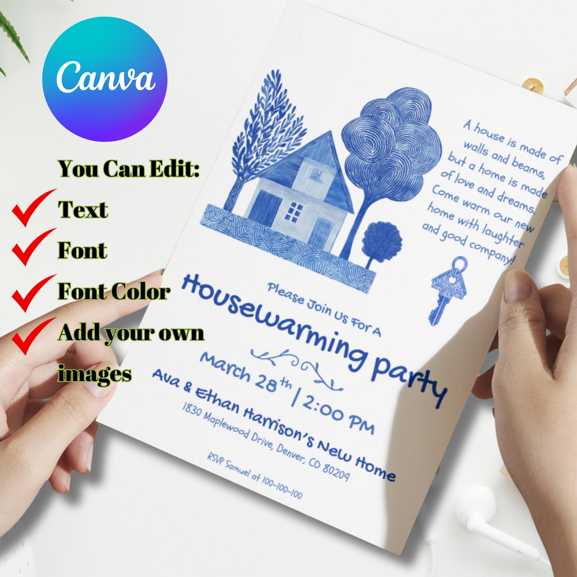 Editable Housewarming Invitation Template, Printable Housewarming ...