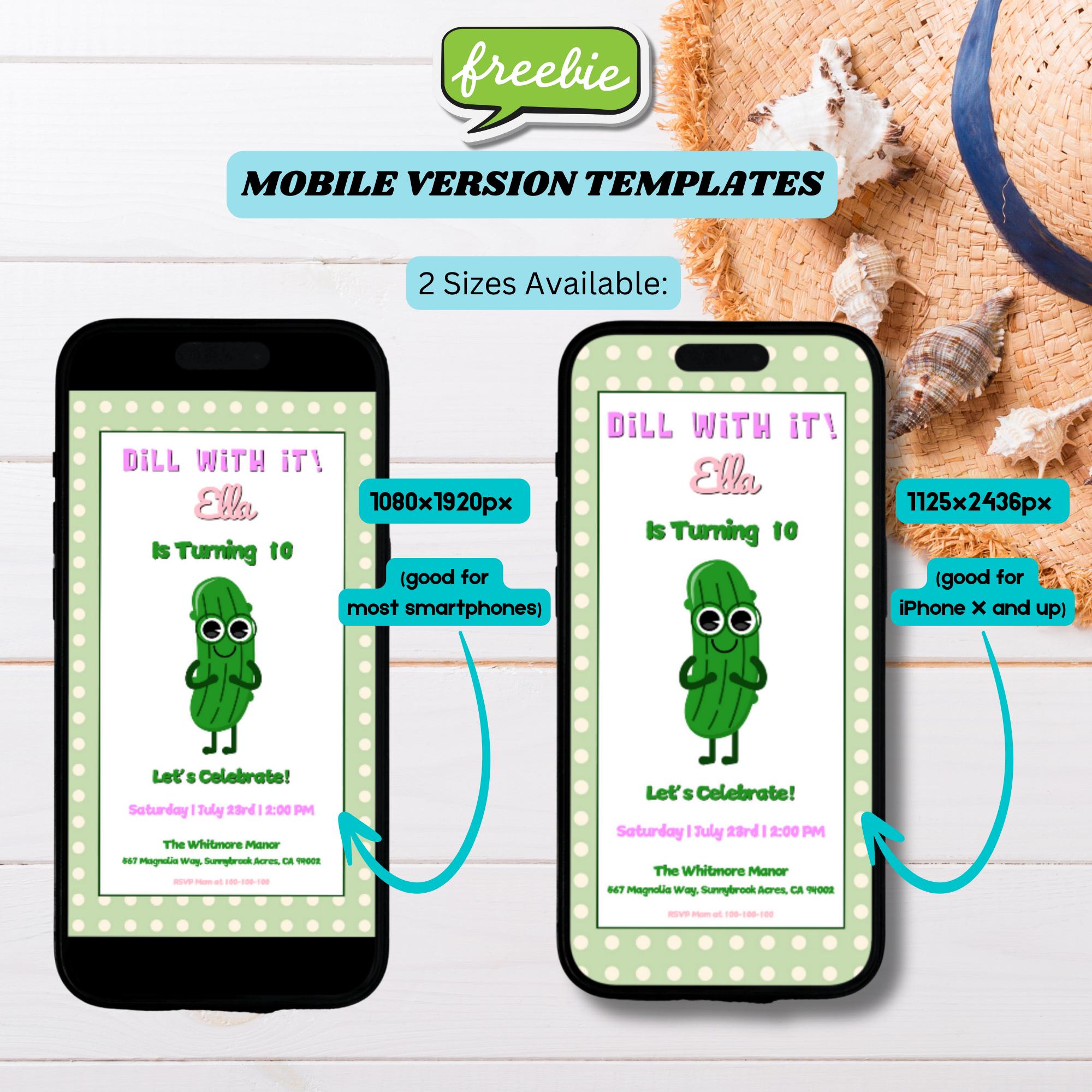 Editable Dill With It Pickle Birthday Party Invitation Template ...