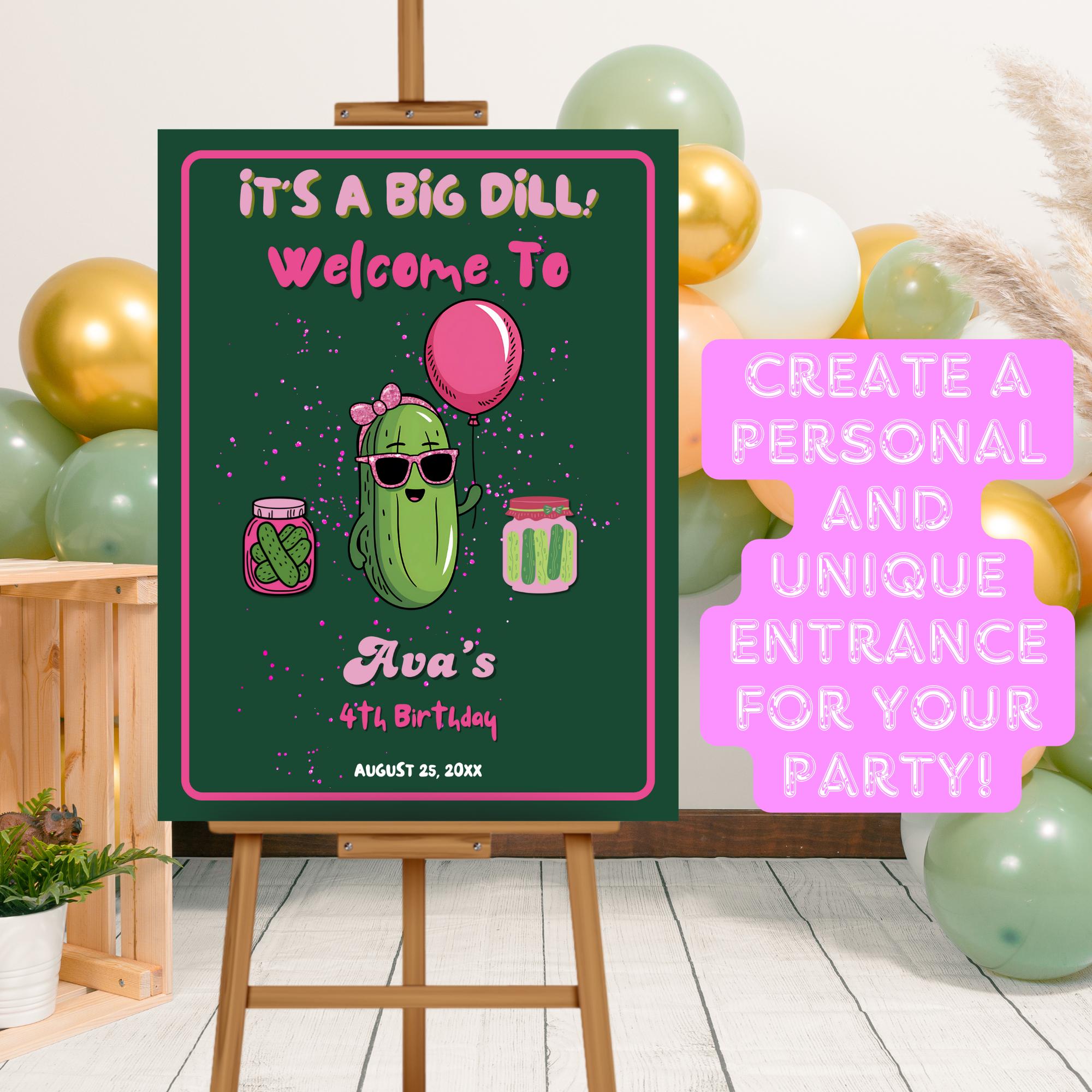 Editable Pickle Birthday Welcome Sign, Printable Pickle Birthday Party ...