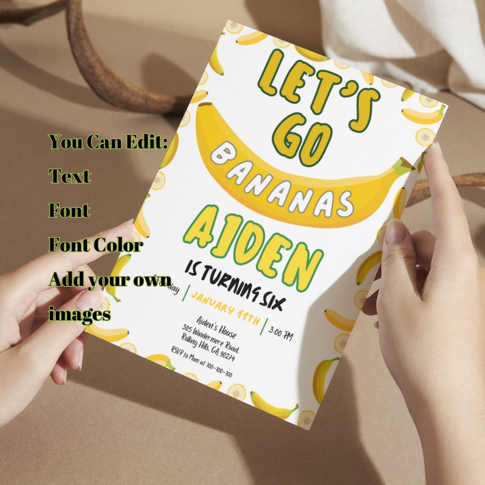 Editable Let's Go Bananas Birthday Invitation Template, Printable ...