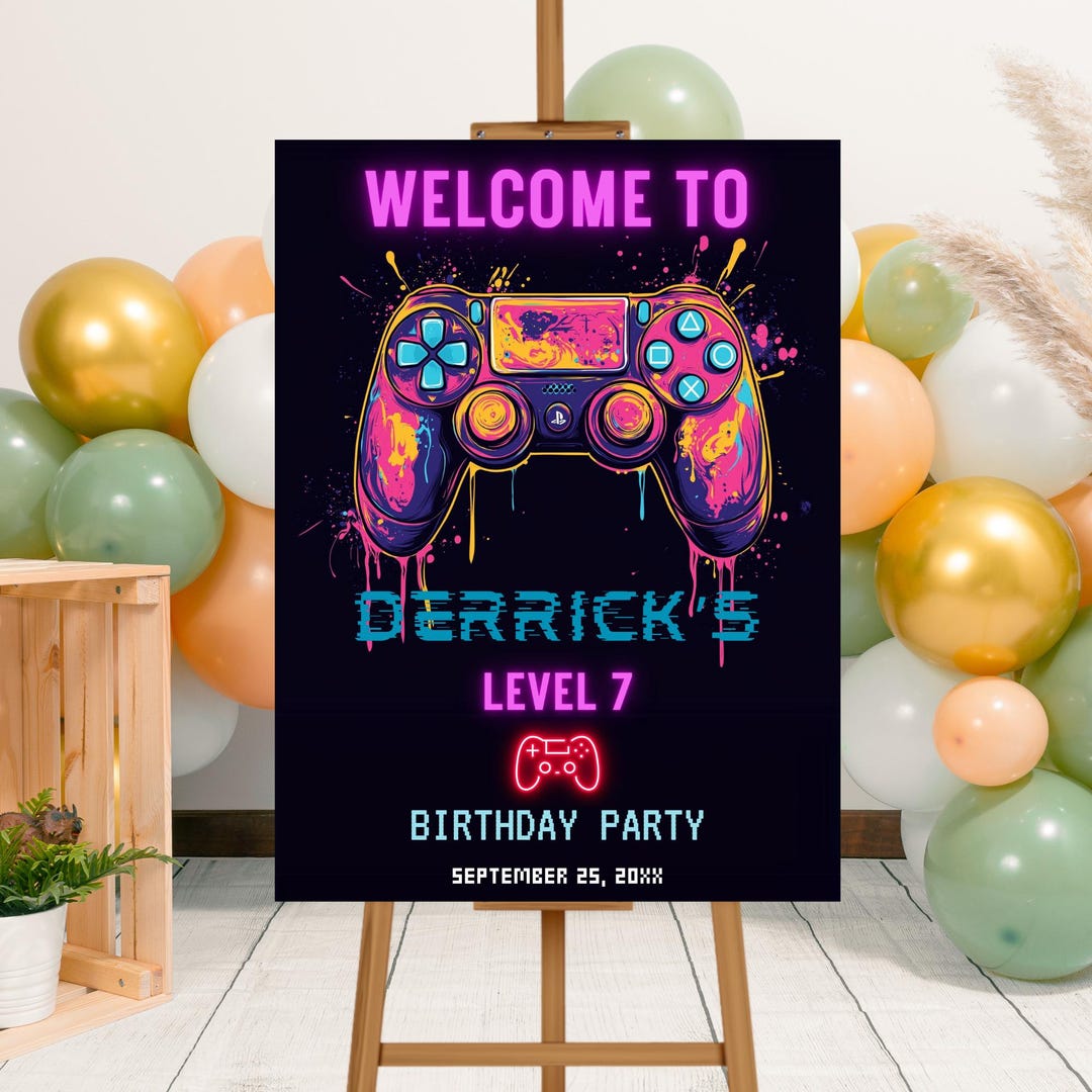 Editable Video Game Birthday Welcome Sign Template, Printable Video ...