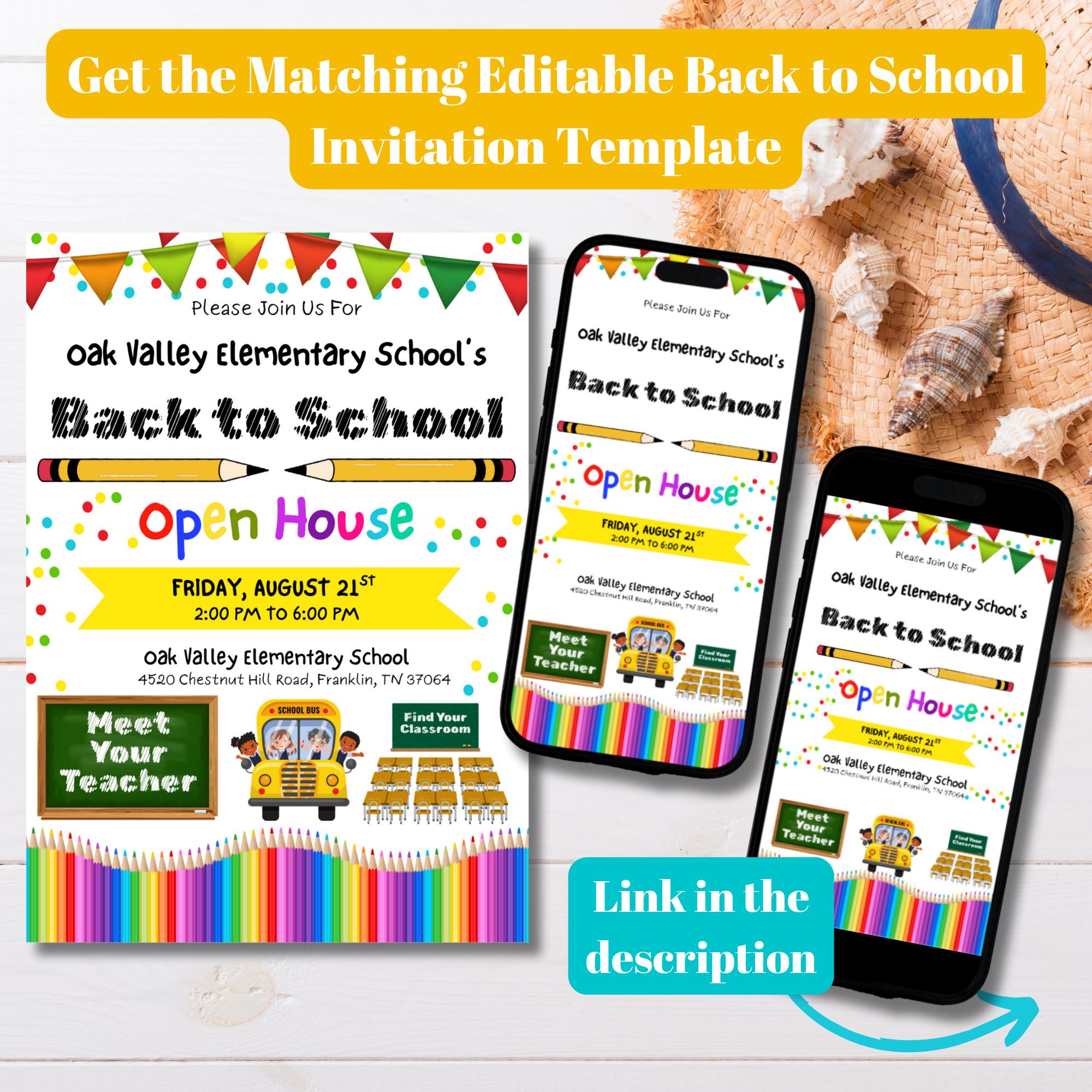 Editable Back to School Open House Welcome Sign Template, Printable ...