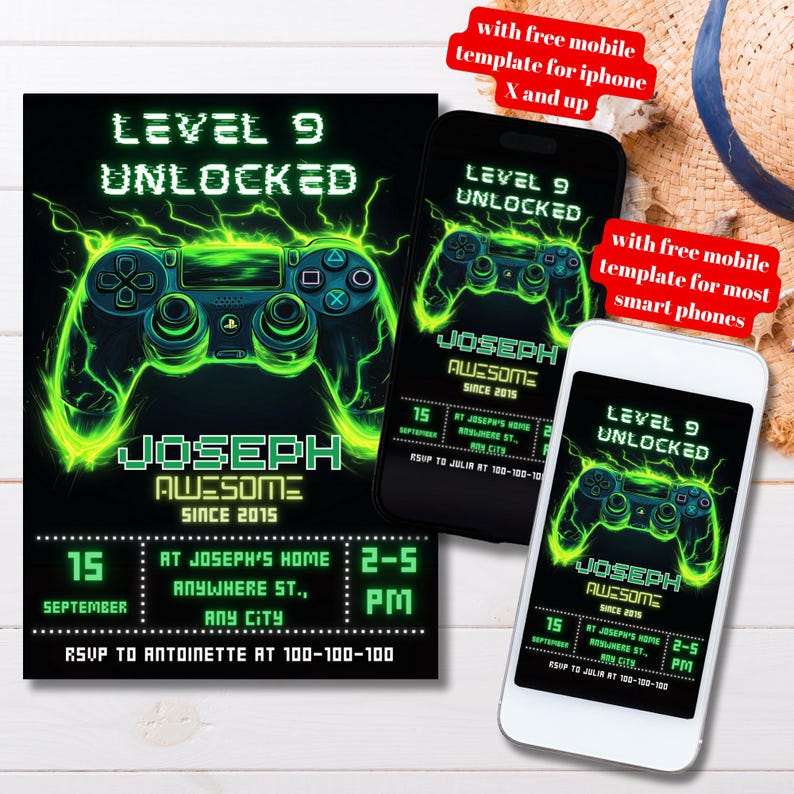 Editable Video Game Party Invitation, Level Unlocked Birthday Invite ...