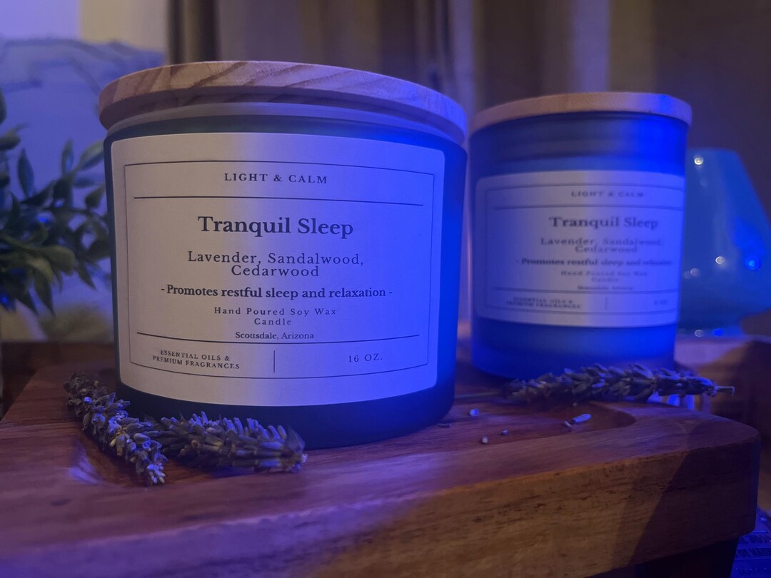 Tranquil Sleep Aromatherapy Candle - Lavender, Sandalwood & Cedarwood ...