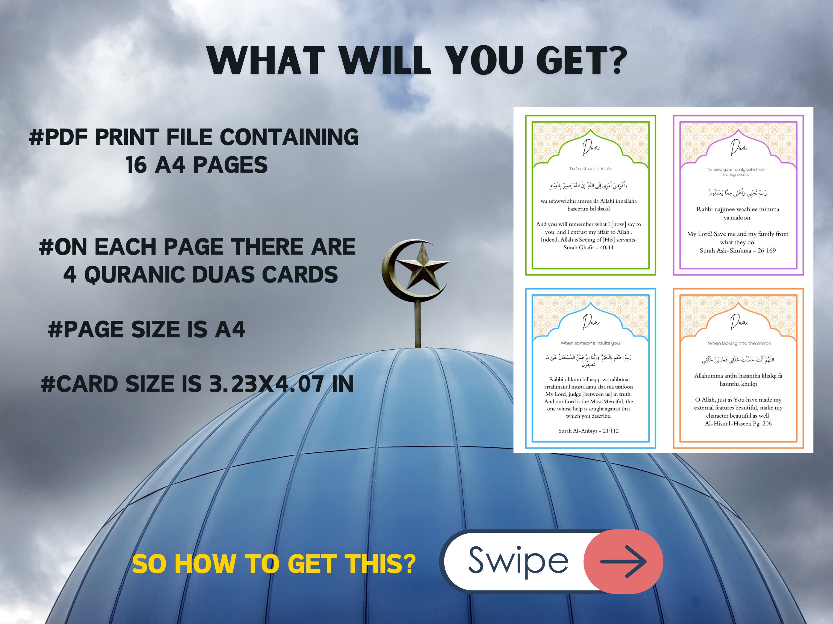 56 Quranic Duas Cards, Encouragement Quran Cards Prayer Cards Digital ...