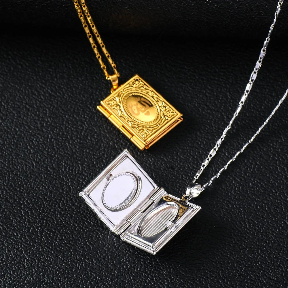 Quran Pendant Islam Allah God Muslim Necklace Book Photo Locket ...