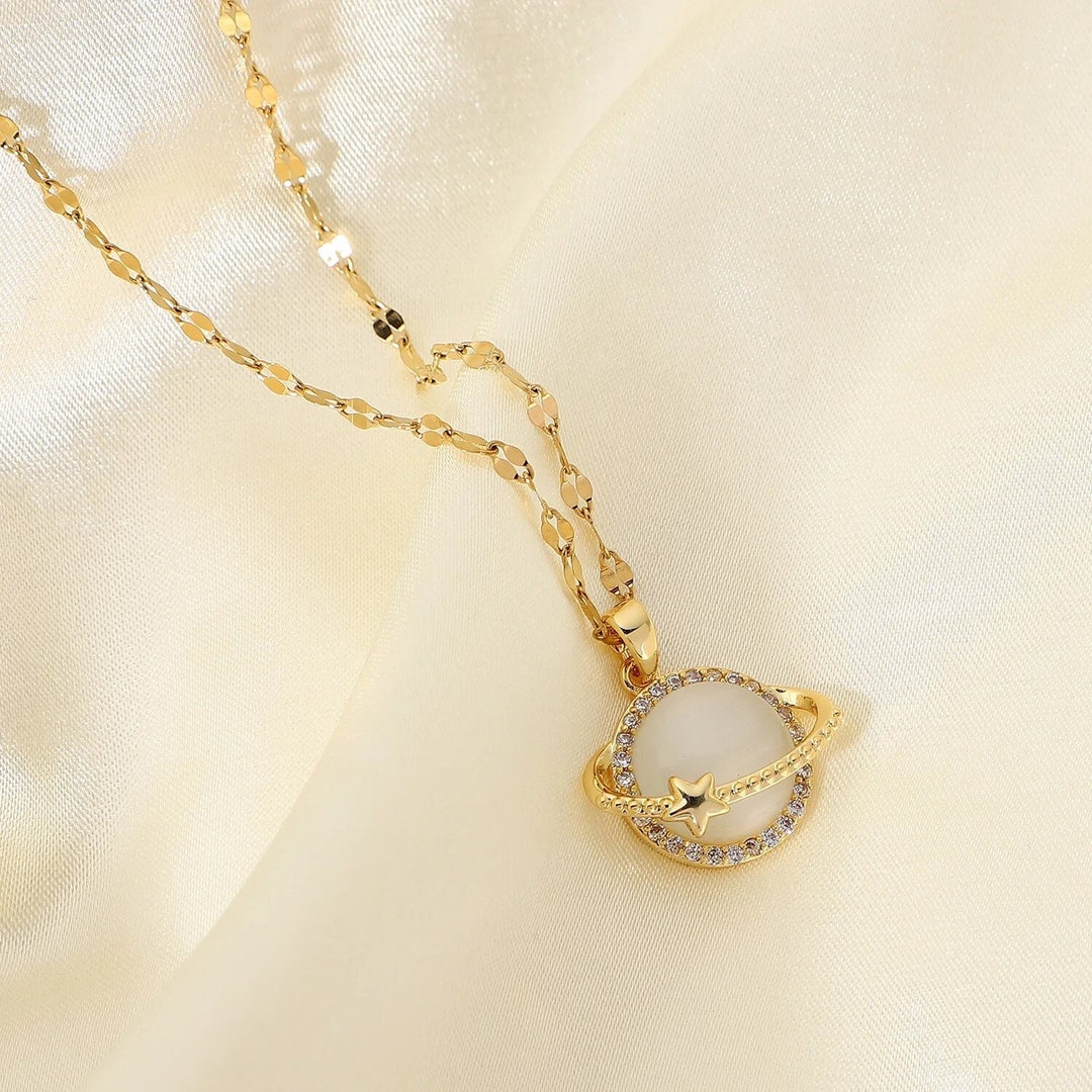 Planet Earth Pendant Necklace 18K Gold Plated Female Women Jewelry ...
