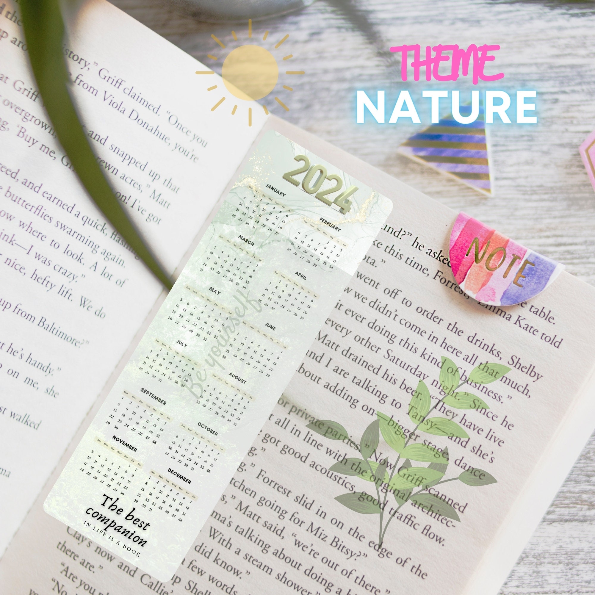2024 Calendar Bookmarks Set of 5 Different Themes, Digital Download ...