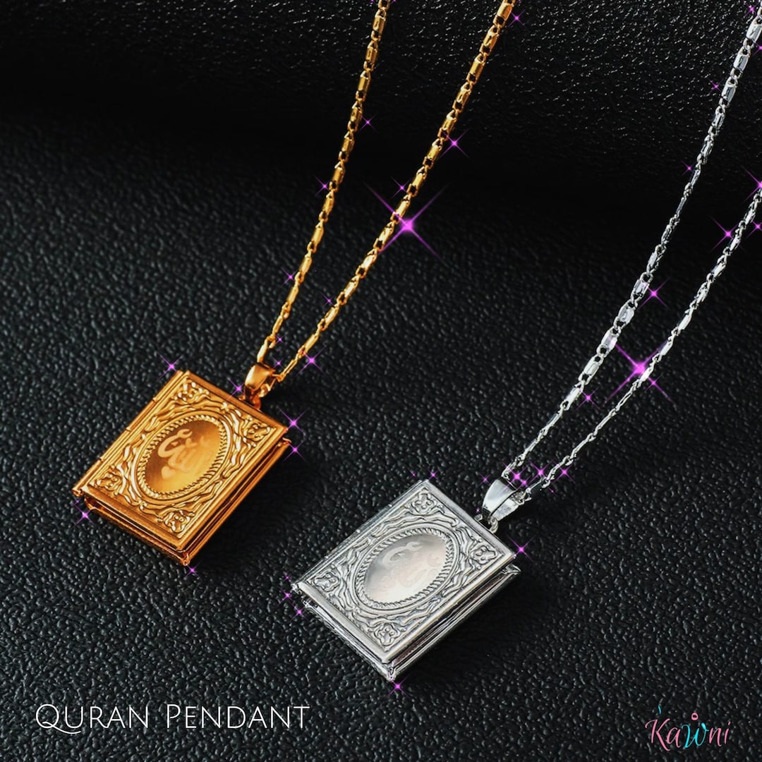 Quran Pendant Islam Allah God Muslim Necklace Book Photo Locket ...