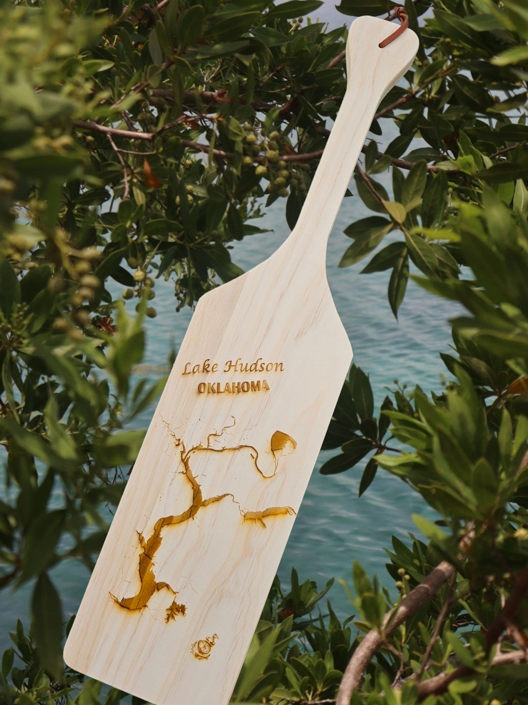 Laser Engraved Wood Paddle Lake Map, Lake Hudson (whooping or ...