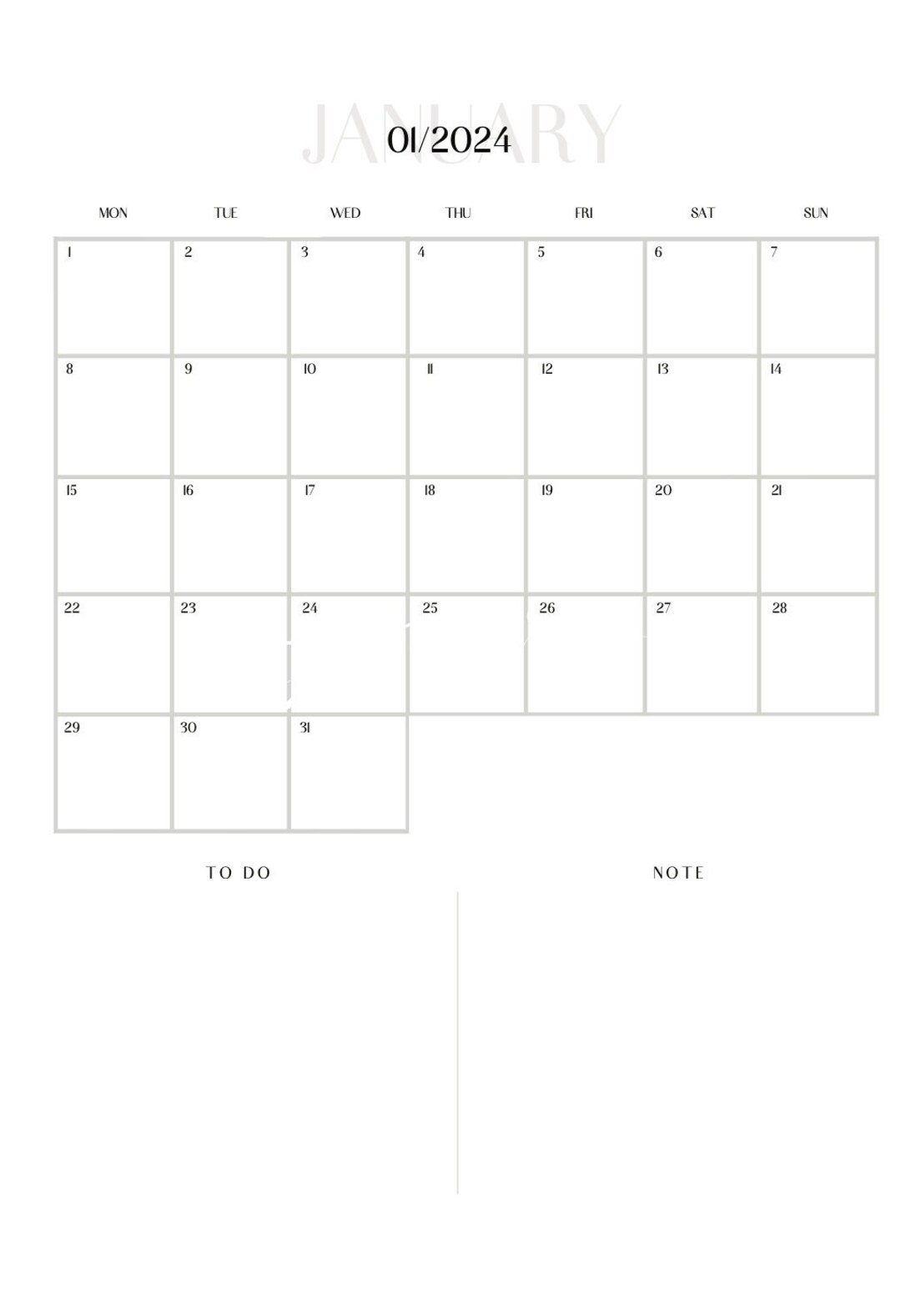 Monthly Bundle Printable Planner Year 2024 January December A4 A5 ...