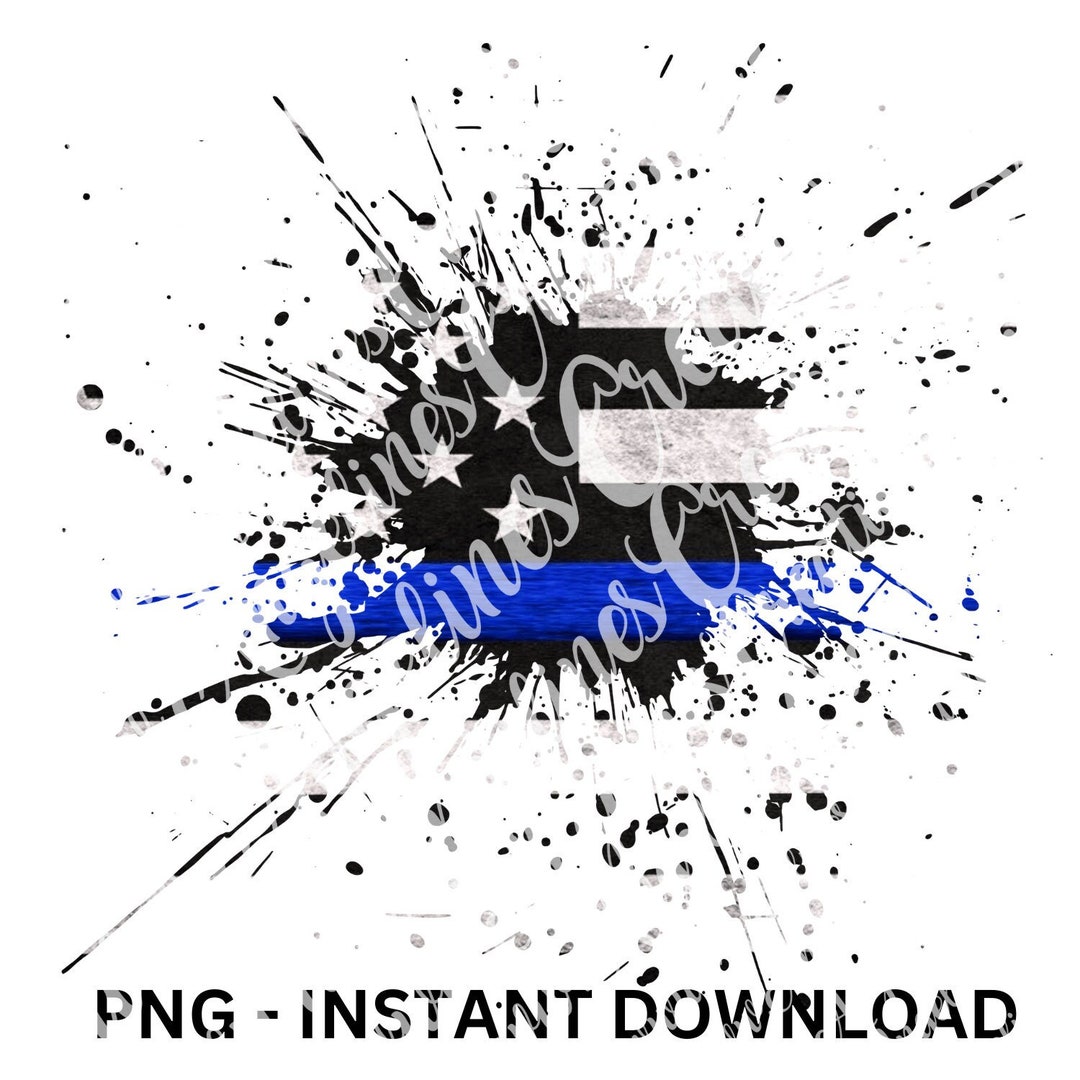 Thin Blue Line Police Design Flag Splash, Grunge Splash, Splatter, Back ...