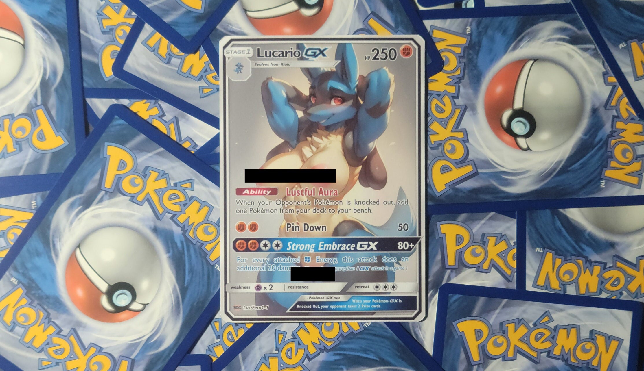 Lucario Female Custom Nsfw Adult Full Art Pokémon Card Etsy