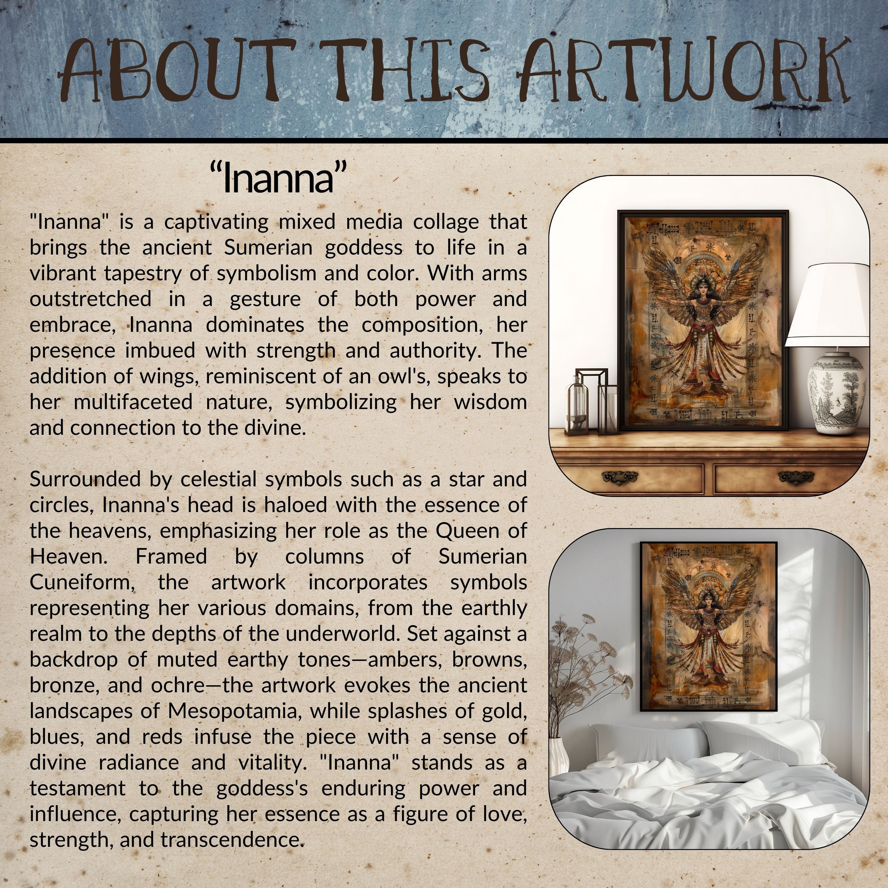 Inanna Digital Print, Sumerian Goddess Art, Mythology Art, Mesopotamian ...