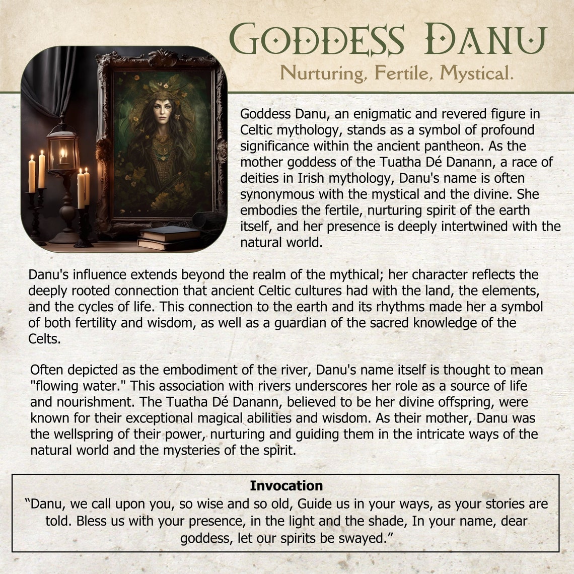 Goddess Danu Print, Celtic Mythology Art, Goddess Mythology Art, Sacred ...