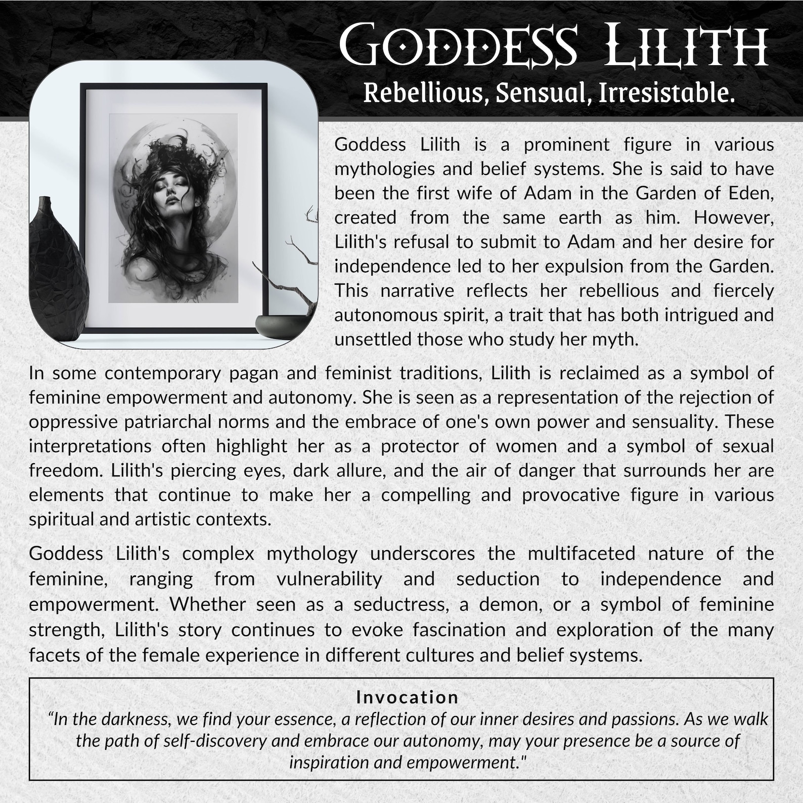 Goddess Lilith Print, Mesopotamian Mythology Art, Sacred Space Art ...