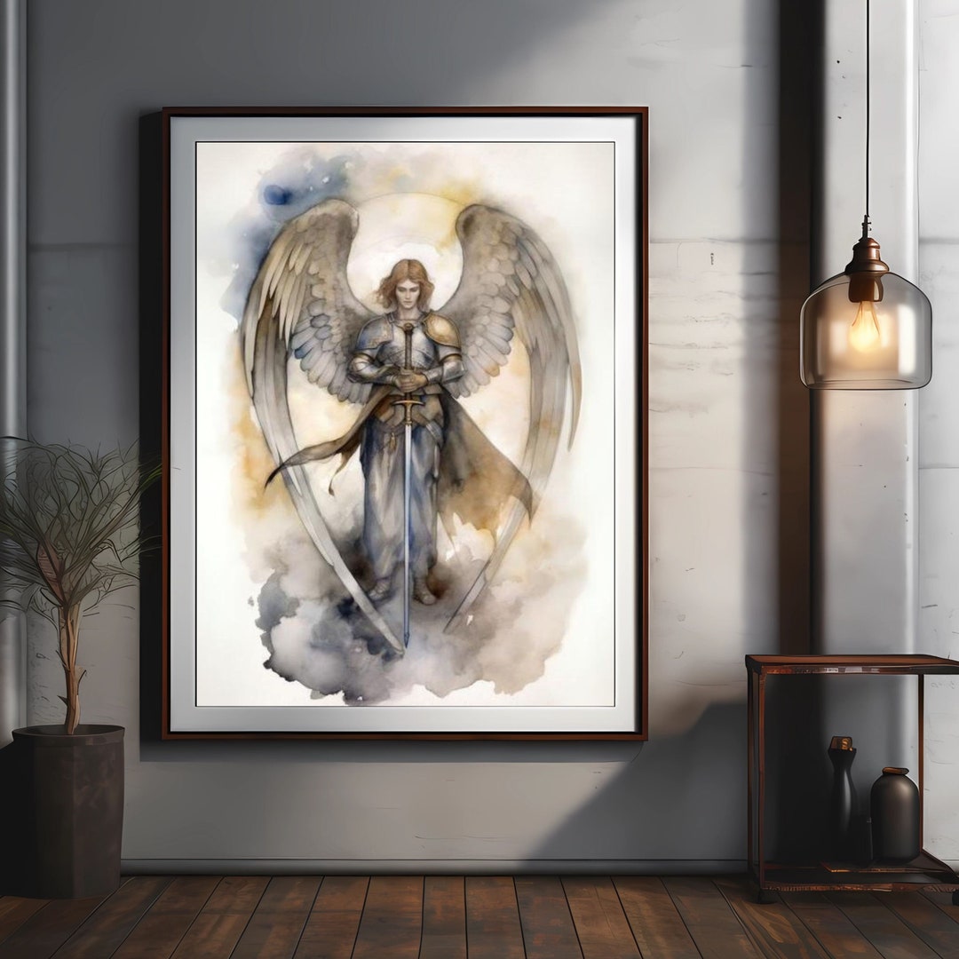 Archangel Michael Charcoal Sketch, Saint Michael Art, Archangel Print ...
