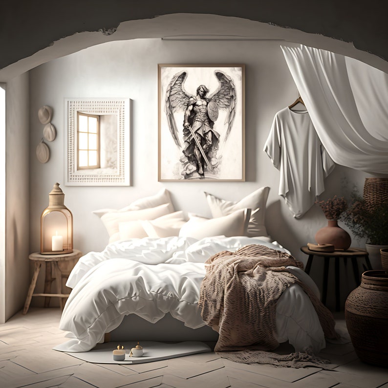 Archangel Michael Print, Angelic Wall Art, Christian Religious Art ...