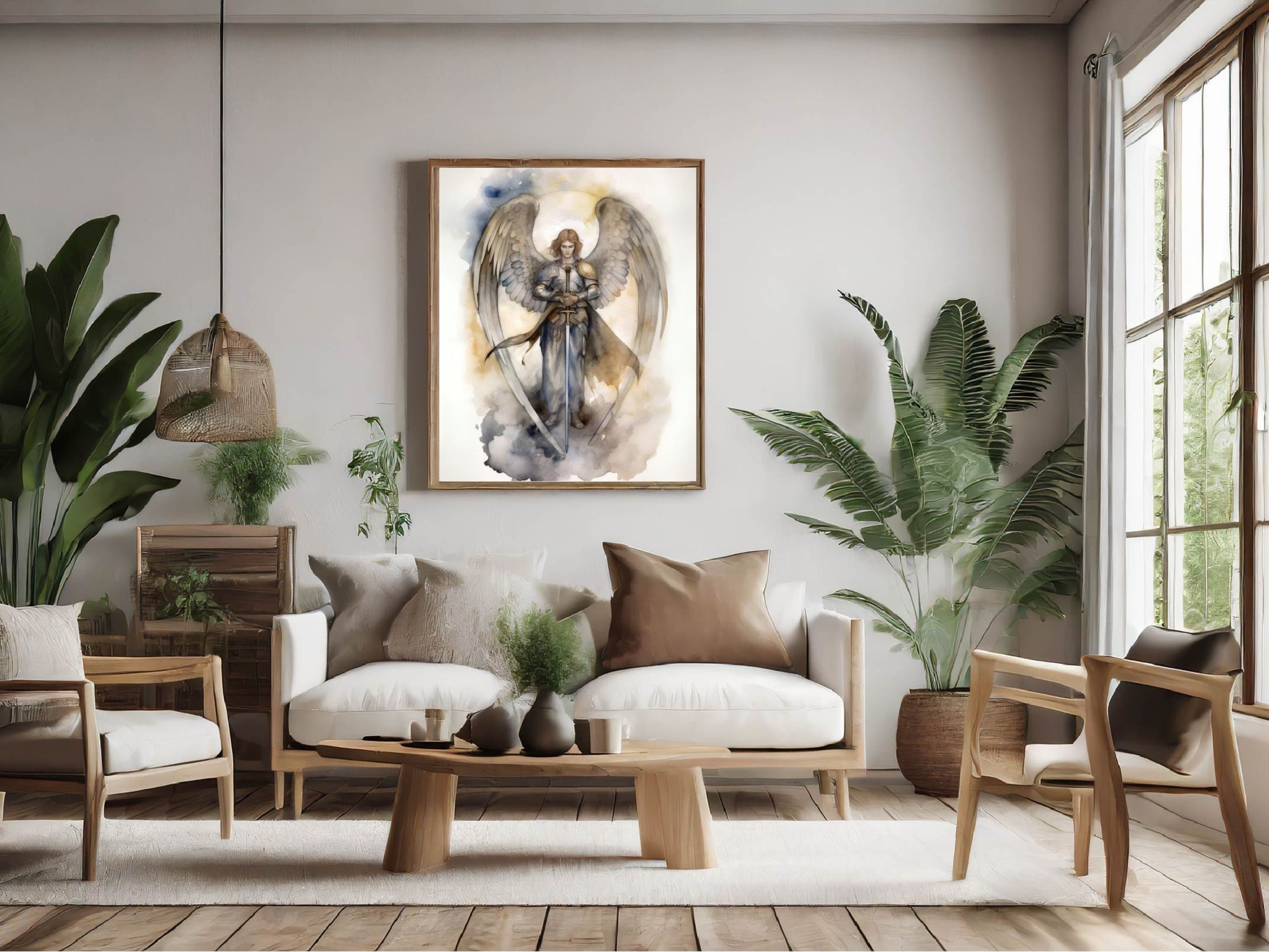 Archangel Michael Charcoal Sketch, Saint Michael Art, Archangel Print ...