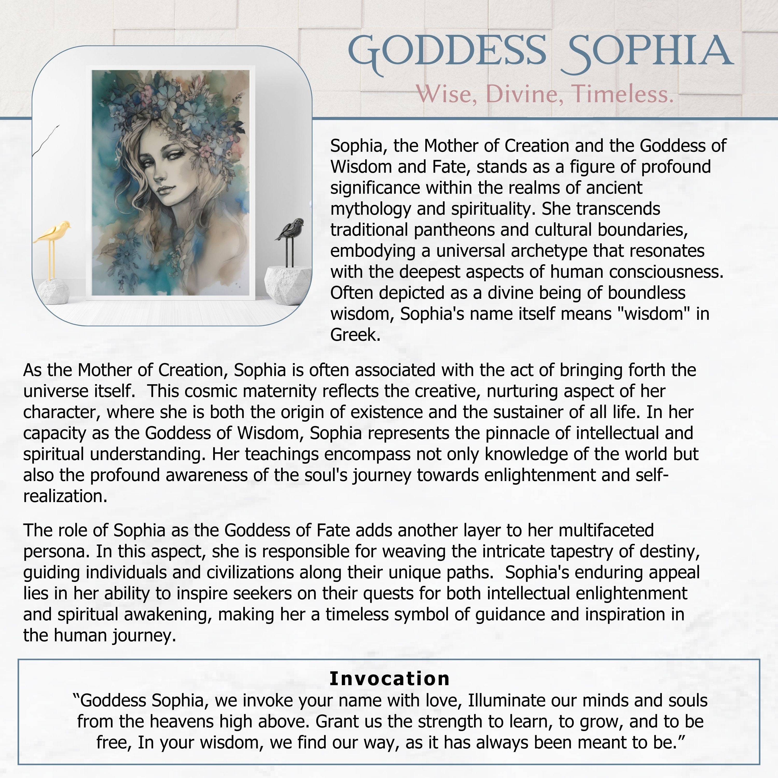 Goddess Sophia Print, Greek Goddess Art, Greek Mythology Art, Sacred Space Art, Goddess of ...