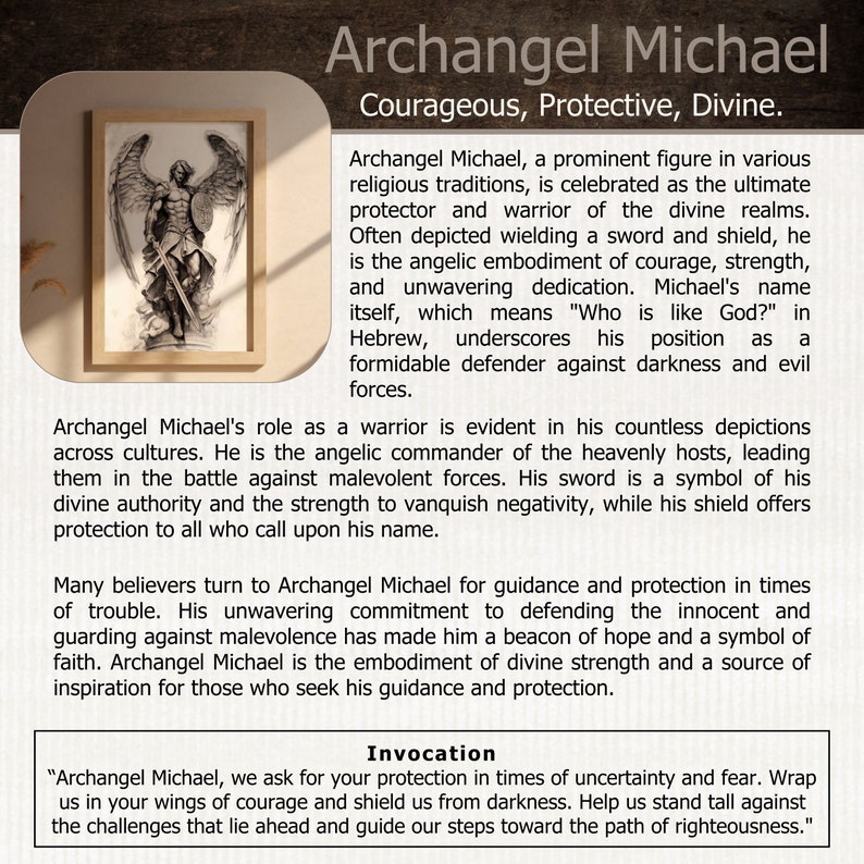 Archangel Michael Print, Angelic Wall Art, Christian Religious Art ...