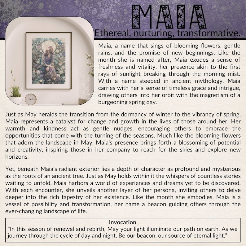 Maia Digital Print, Greek Goddess Art, Greek Mythology, Spiritual Wall ...