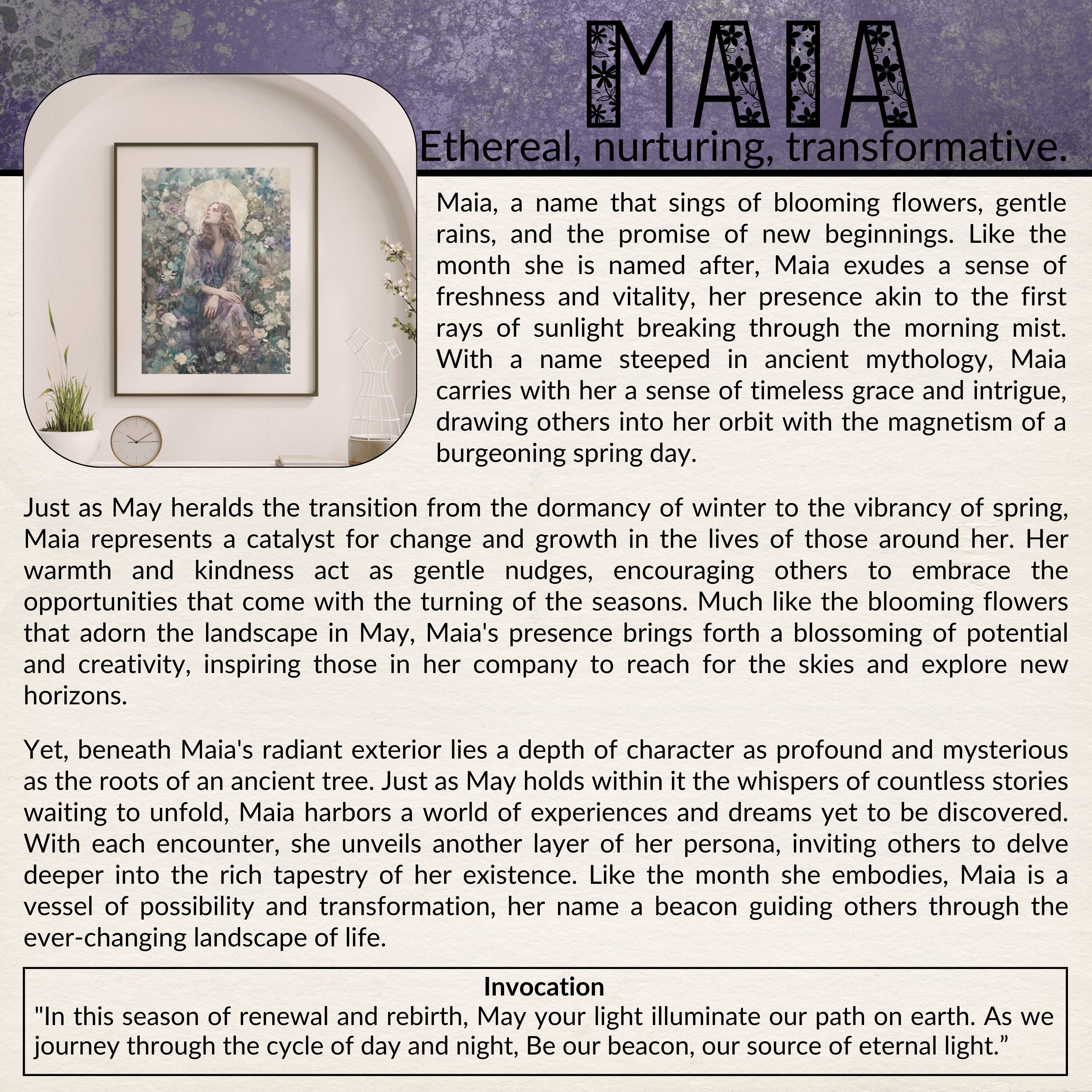 Maia Digital Print, Greek Goddess Art, Greek Mythology, Spiritual Wall ...