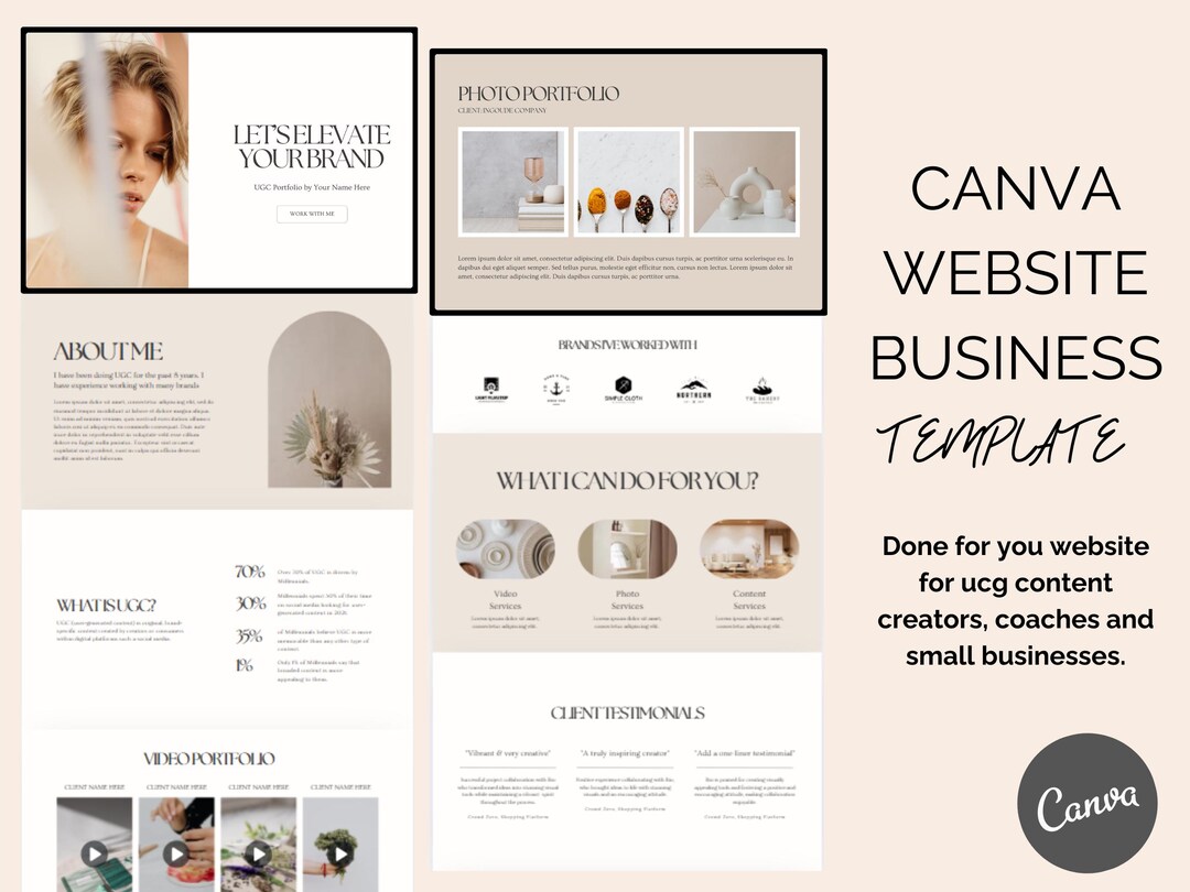 Neutral Canva Website Template – Perfect for UCG Content Creators ...
